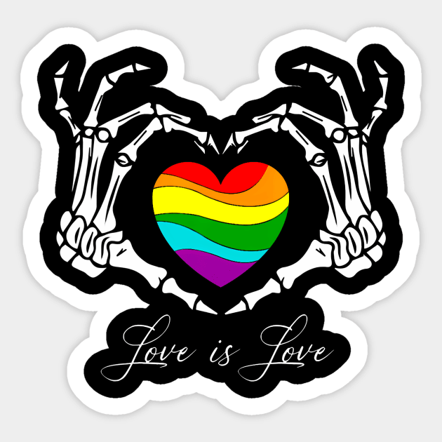 Rainbow Skeleton Heart Love Is Love Lgbt Gay Lesbian Pride - Lesbian Pride - Sticker | TeePublic